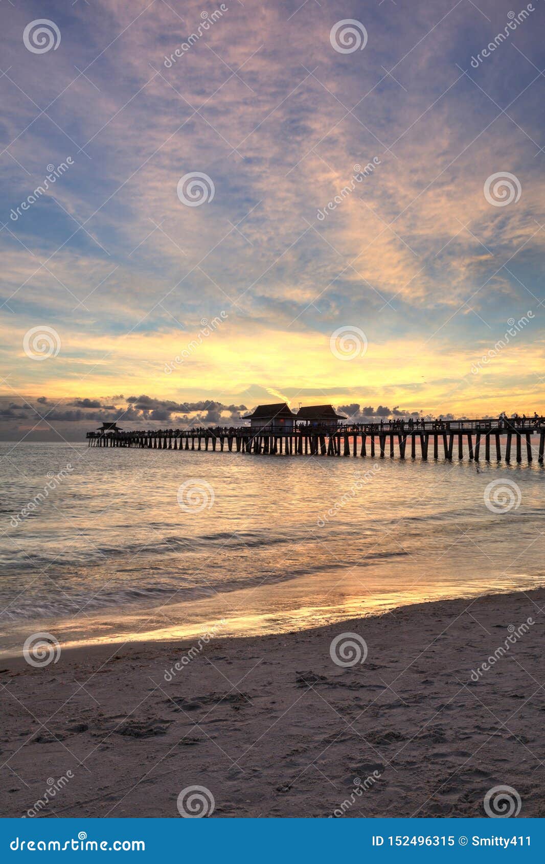 Sunset at the Naples Pier on Naples Beach Editorial Image - Image of ...