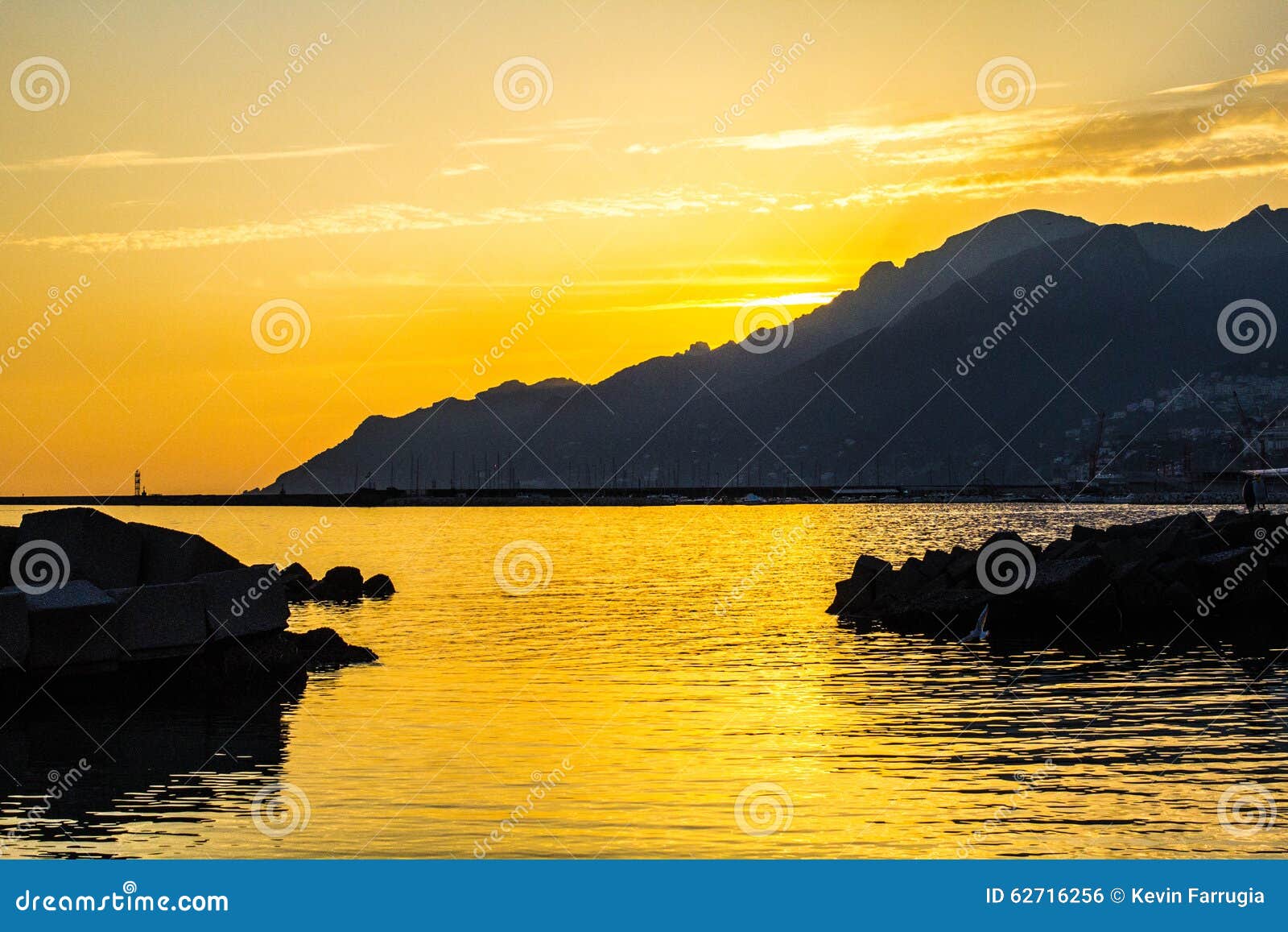 Sunset in Napoli Italy stock photo. Image of ocean, coast - 62716256