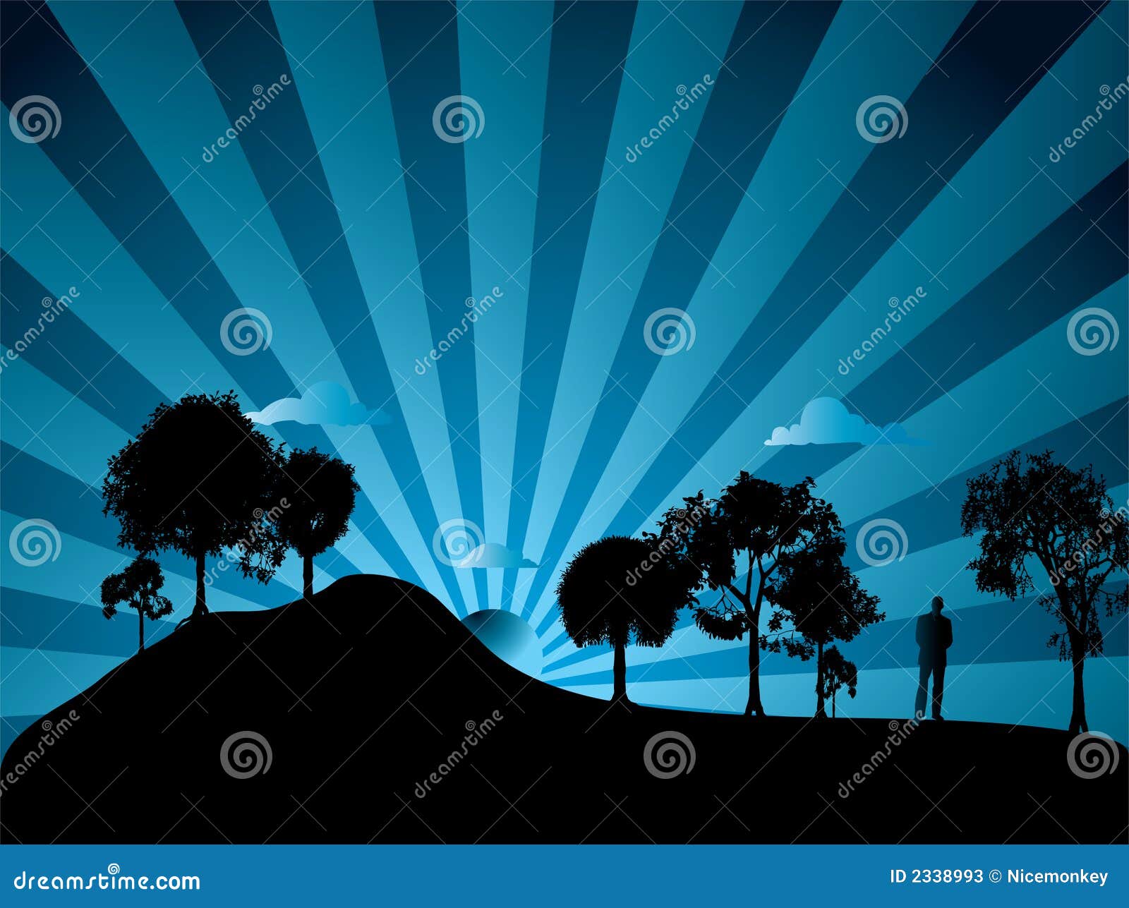 Sunset nature stock vector. Illustration of radiate, season - 2338993