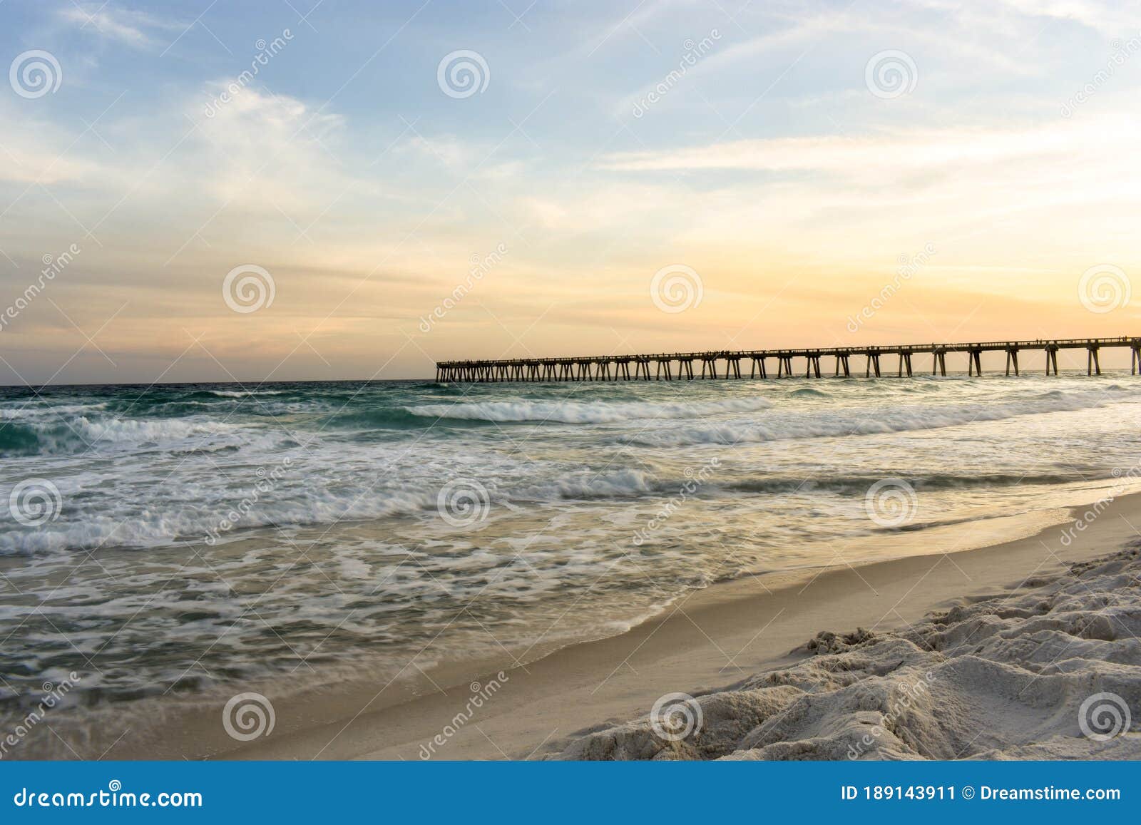 Sunset at Navarre Beach stock image. Image of vacation - 189143911