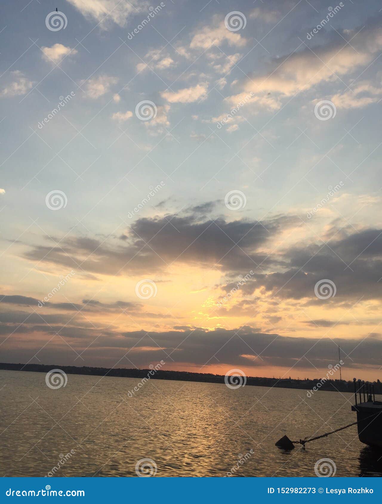 Sunset stock image. Image of water, ukraine, seaport - 152982273