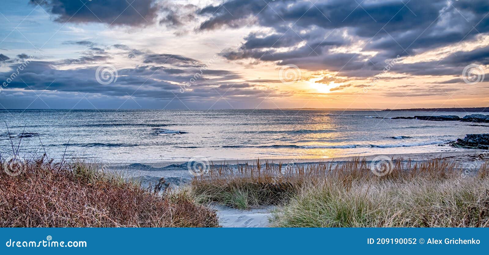 Sunset in Newport Rhode Island at Castle Hill Lighthouse Stock Photo ...