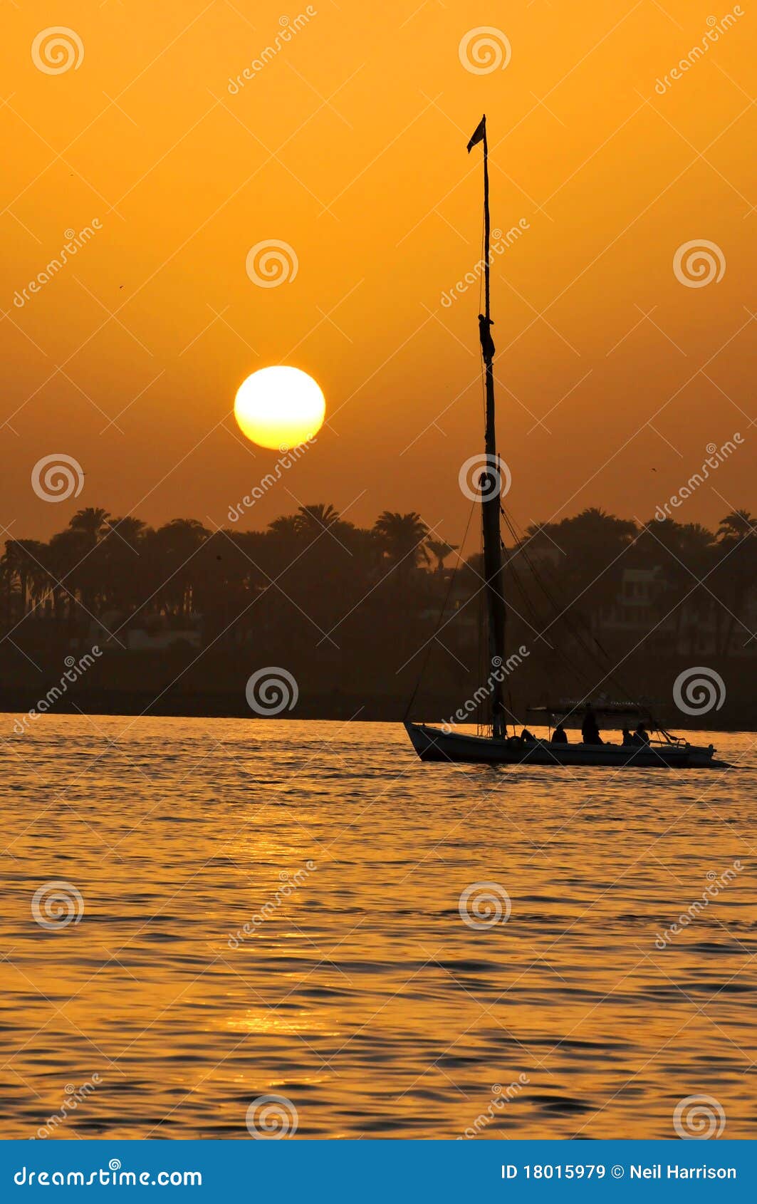 Sunset on the Nile stock image. Image of egyptian, trees - 18015979