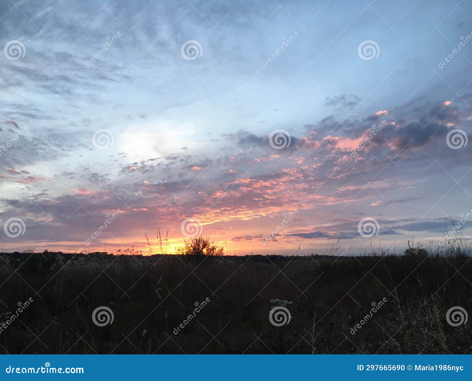 Sunset in November in Staten Island, New York. Stock Photo - Image of ...