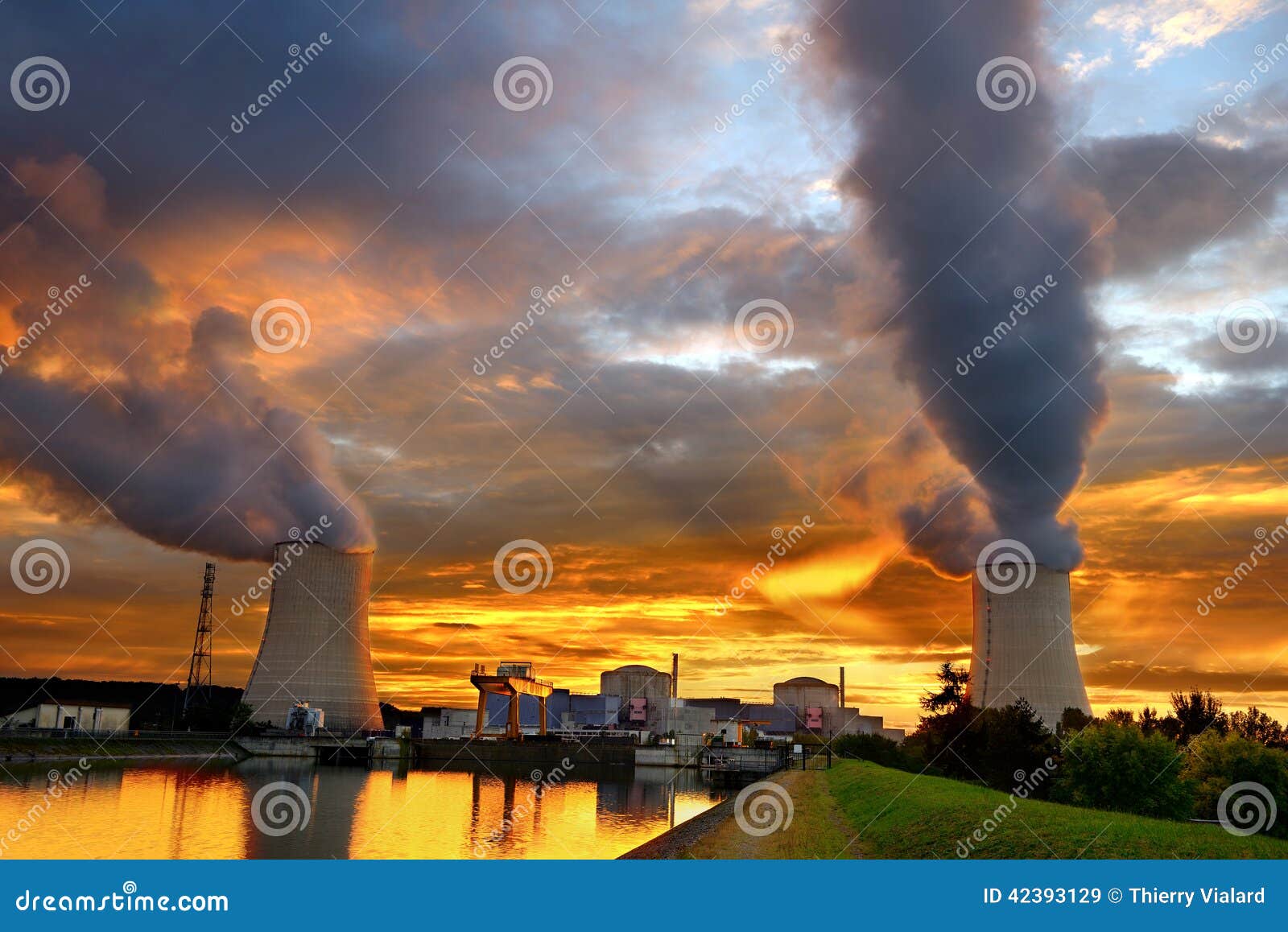 Sunset nuclear plant stock image. Image of power, electricity - 42393129