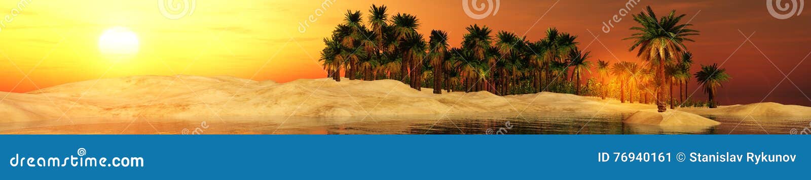 Sunset in oasis. stock image. Image of scenery, beautiful - 76940161