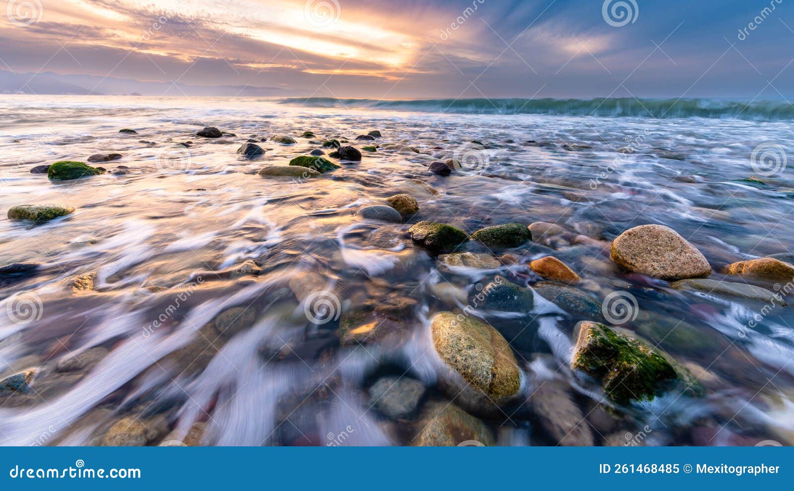 Sunset Ocean Nature Rocks Landscape Seascape 16.9 Stock Image - Image ...