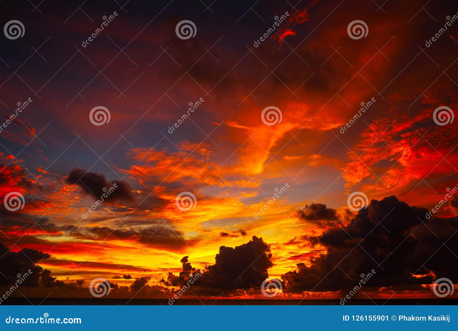 Sunset in the Ocean Sea from High Angle Viewpoint Perspective Stock ...