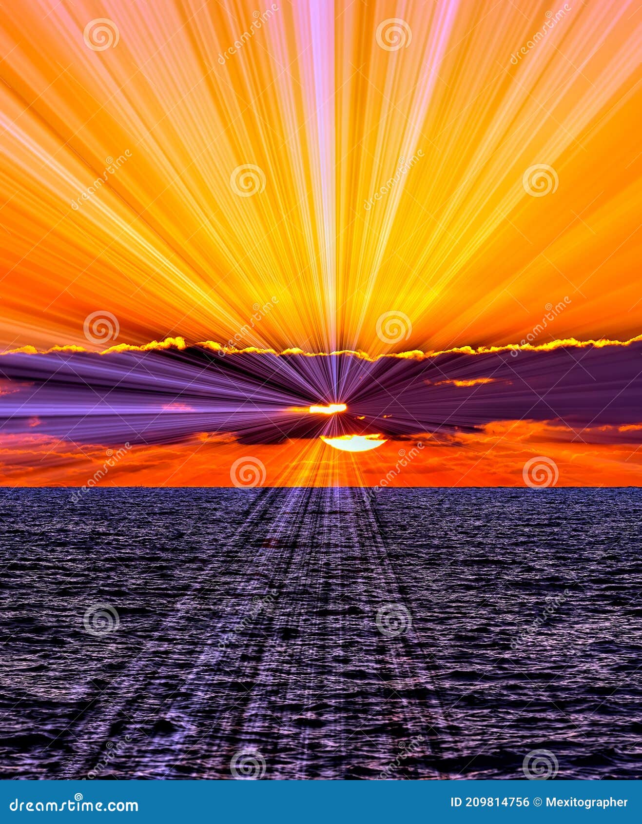 Sunset Ocean Sun Rays Vertical Stock Photo - Image of beach, beautiful ...