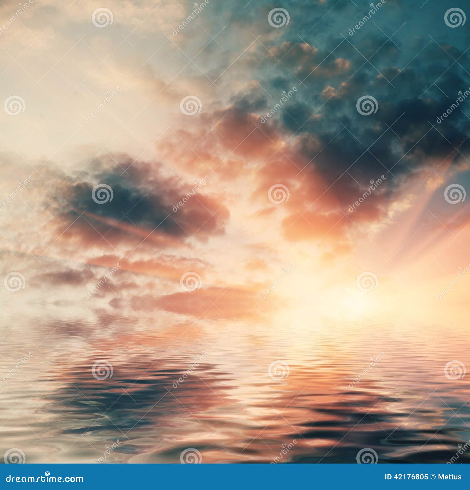 Sunset in Ocean. Sun Setting Over the Ocean. Stock Image - Image of ...