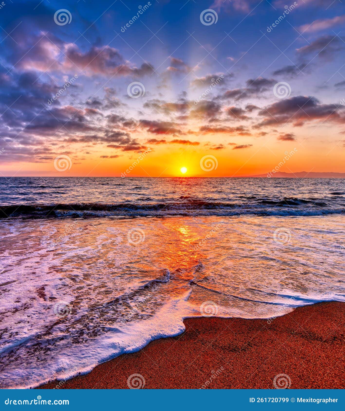 Sunset Ocean Surreal Sun Ray Colorful Tropical Beach Vertical Stock ...