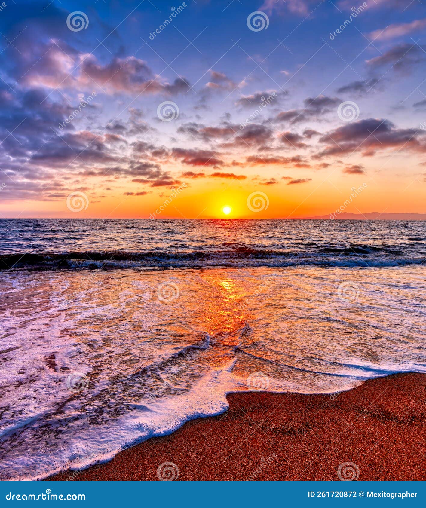 Sunset Ocean Surreal Sun Ray Colorful Tropical Beach Vertical Stock ...