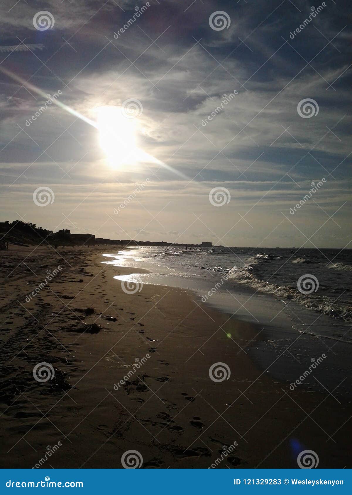 Sunset Oceanview Beach stock image. Image of sunset - 121329283