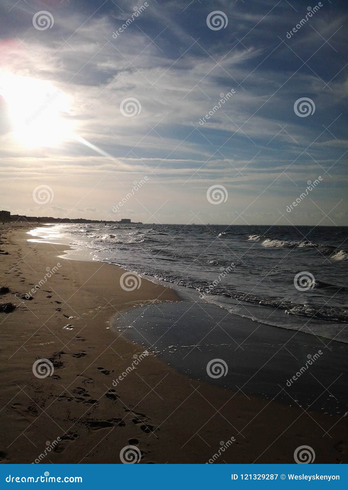 Sunset Oceanview Beach stock image. Image of light, scattered - 121329287