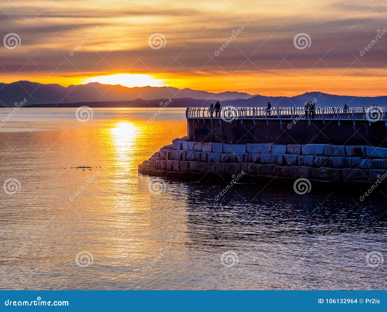 Sunset at the Ogden Point Breakwater, Victoria BC Stock Photo - Image ...