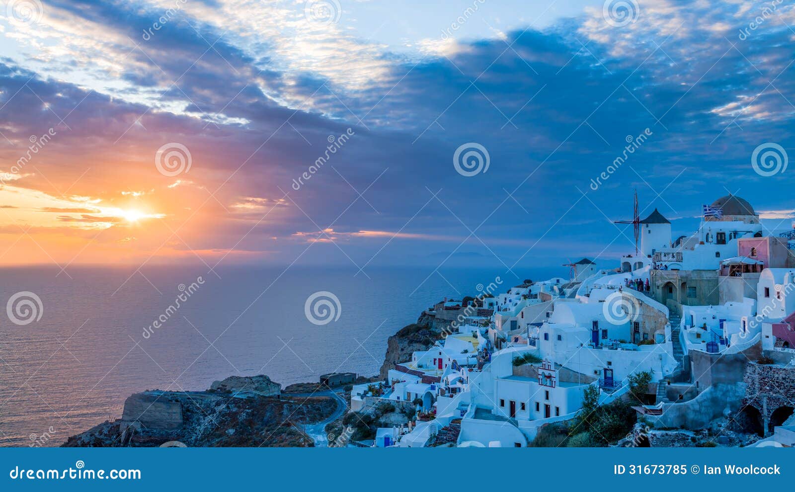 Sunset Oia Santorini Greece Stock Image - Image of scenery, greece ...