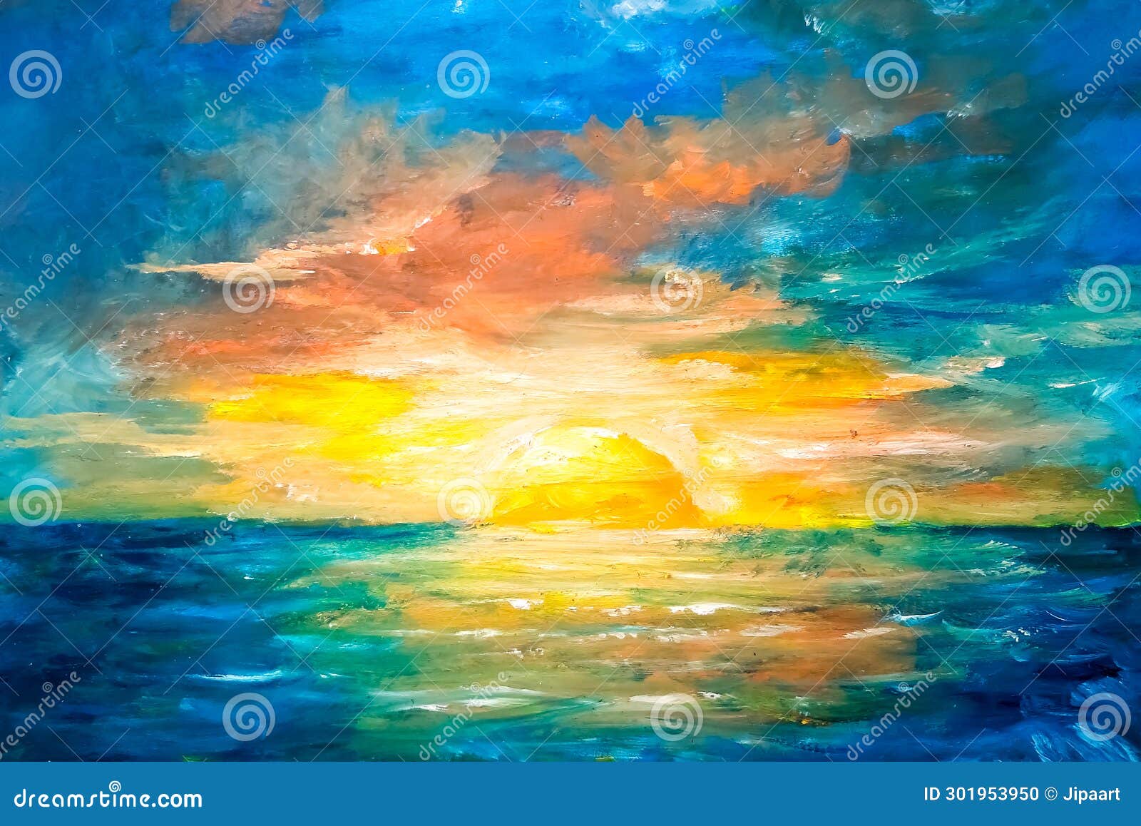 Sunset oil painting stock photo. Image of artwork, impressionism ...