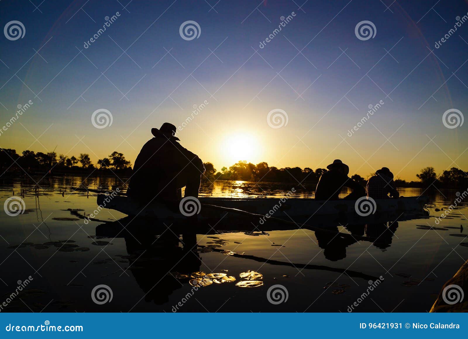 Sunset in the Okavango Delta, Botswana Stock Image - Image of outdoor ...