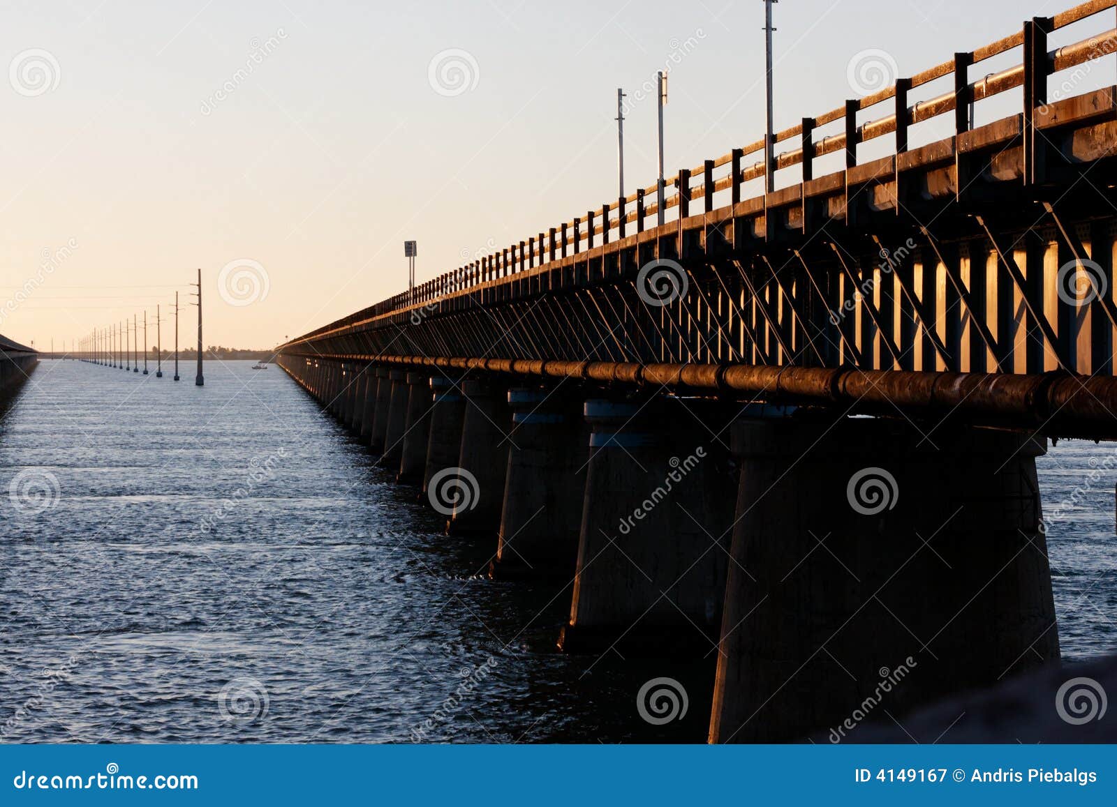 Sunset on Old 7 Mile Bridge Stock Image - Image of light, location: 4149167
