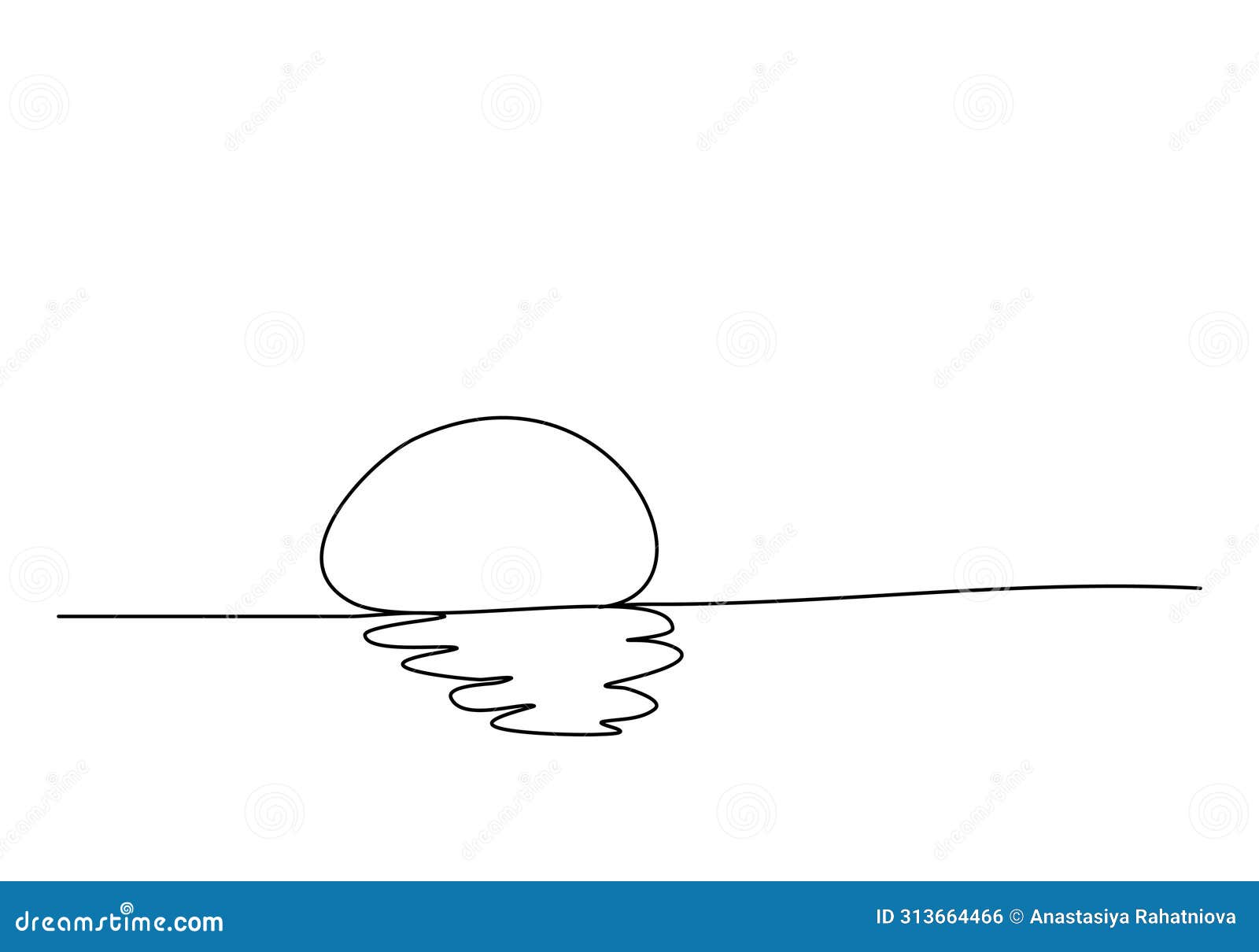 Sunset, One Line Drawing Vector Illustration Stock Vector ...