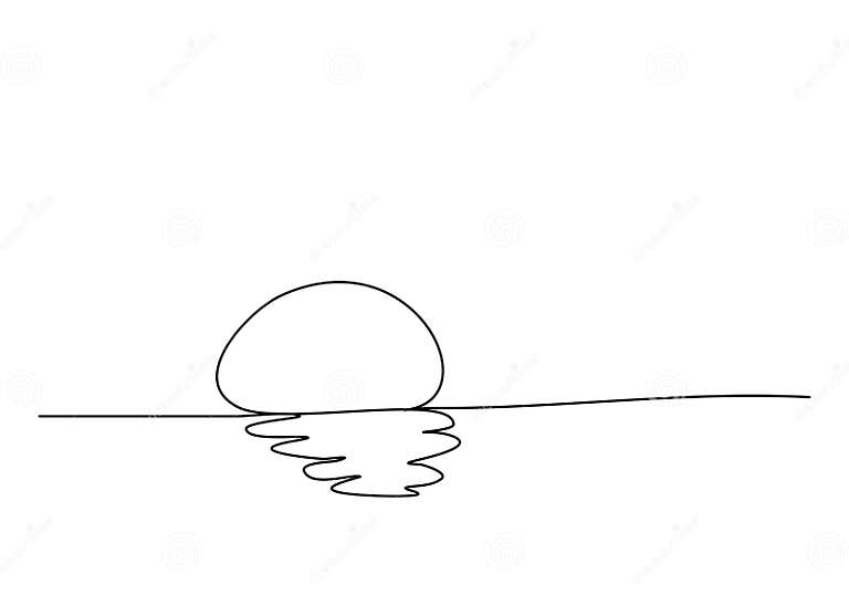 Sunset, One Line Drawing Vector Illustration Stock Vector ...