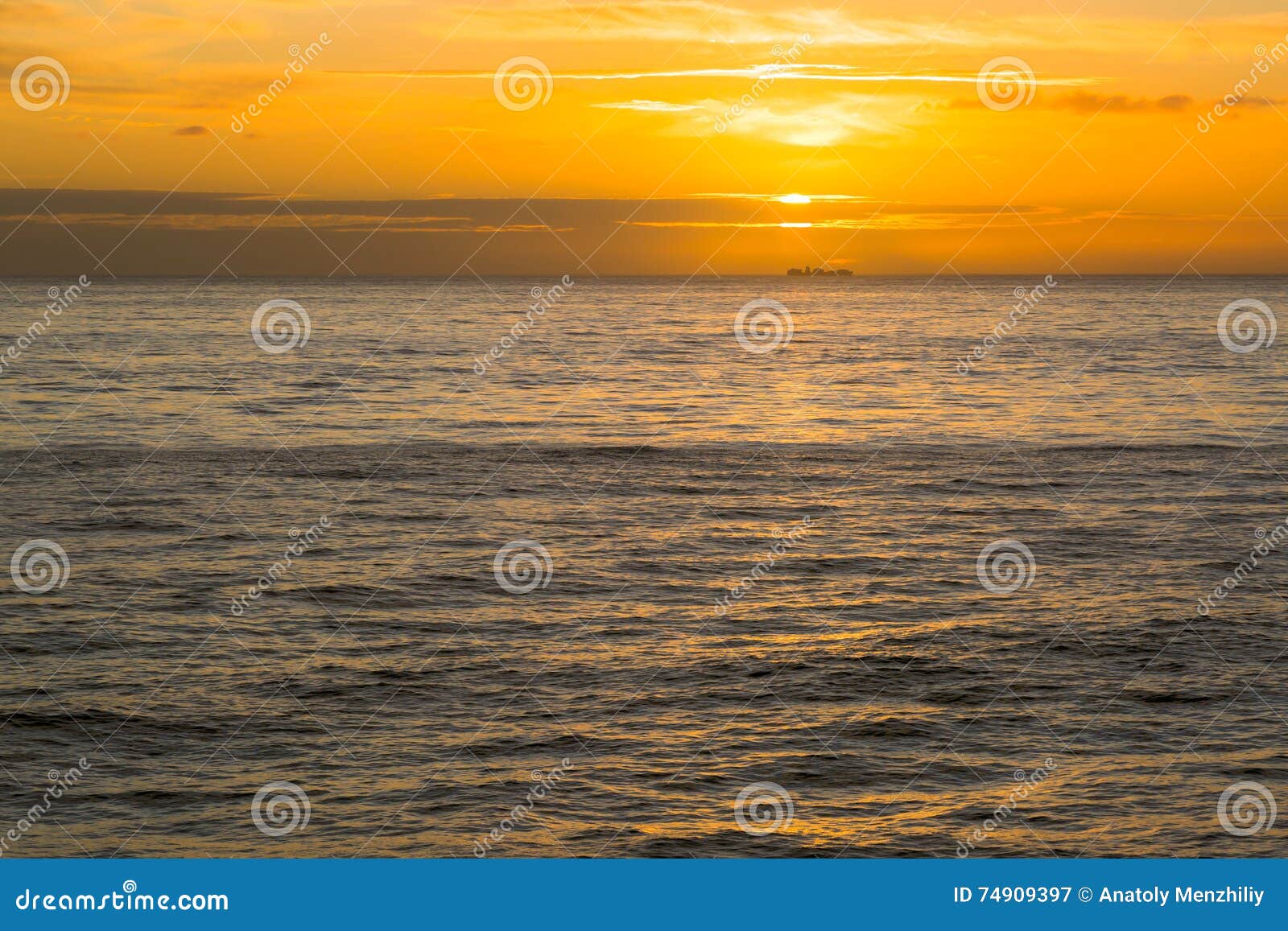Sunset in the open ocean. stock image. Image of beauty - 74909397