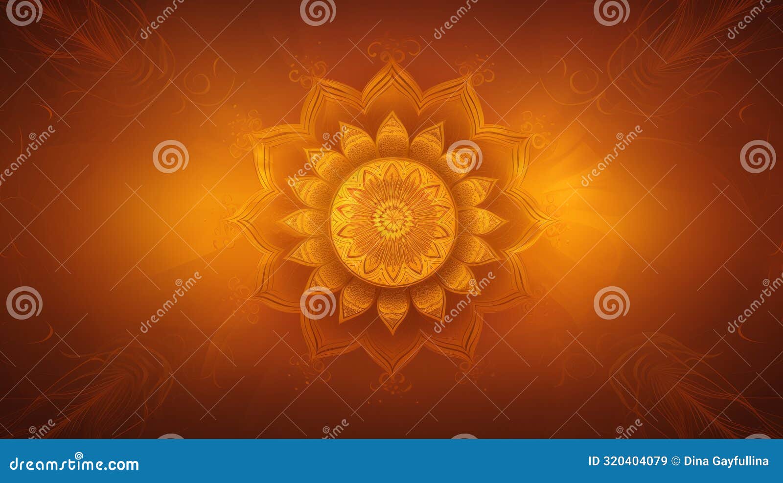 Sunset-orange Background with Gold Mandala Pattern Stock Image - Image ...