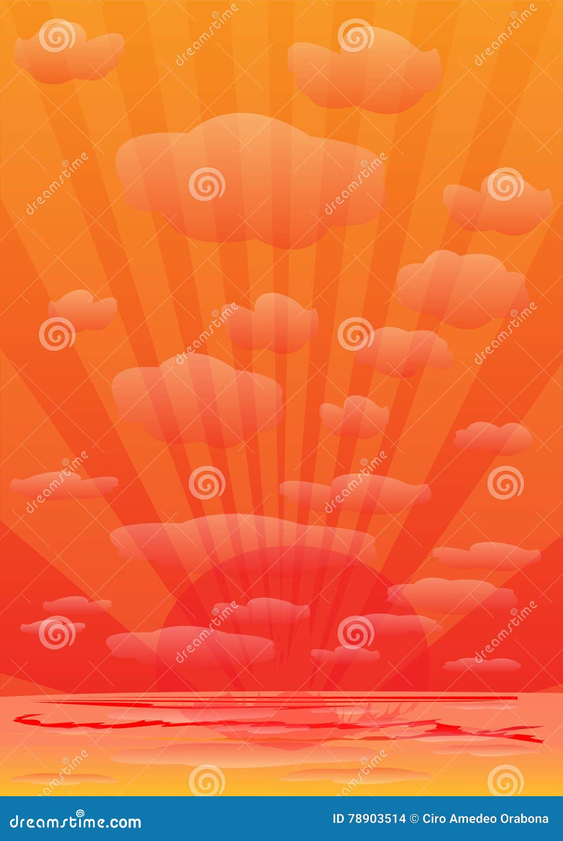 Sunset stock vector. Illustration of coast, night, summer - 78903514