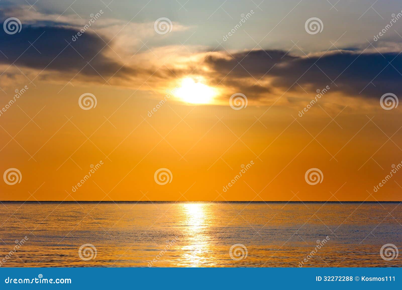 Sunset in Orange Tones Over a Sea Stock Photo - Image of idyllic ...