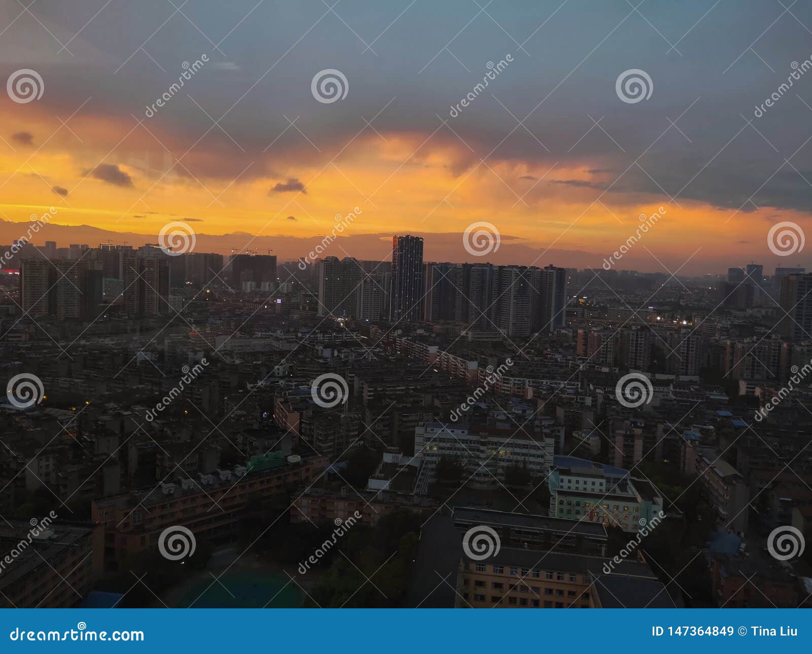 The Sunset Out of the Office Window Stock Image - Image of peaceful ...