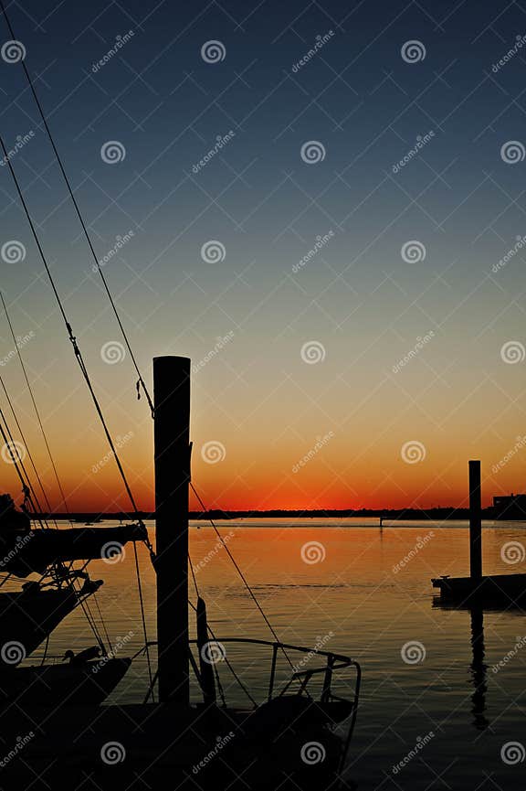Sunset on Outer Banks of Atlantic Inlet Stock Photo - Image of fall ...