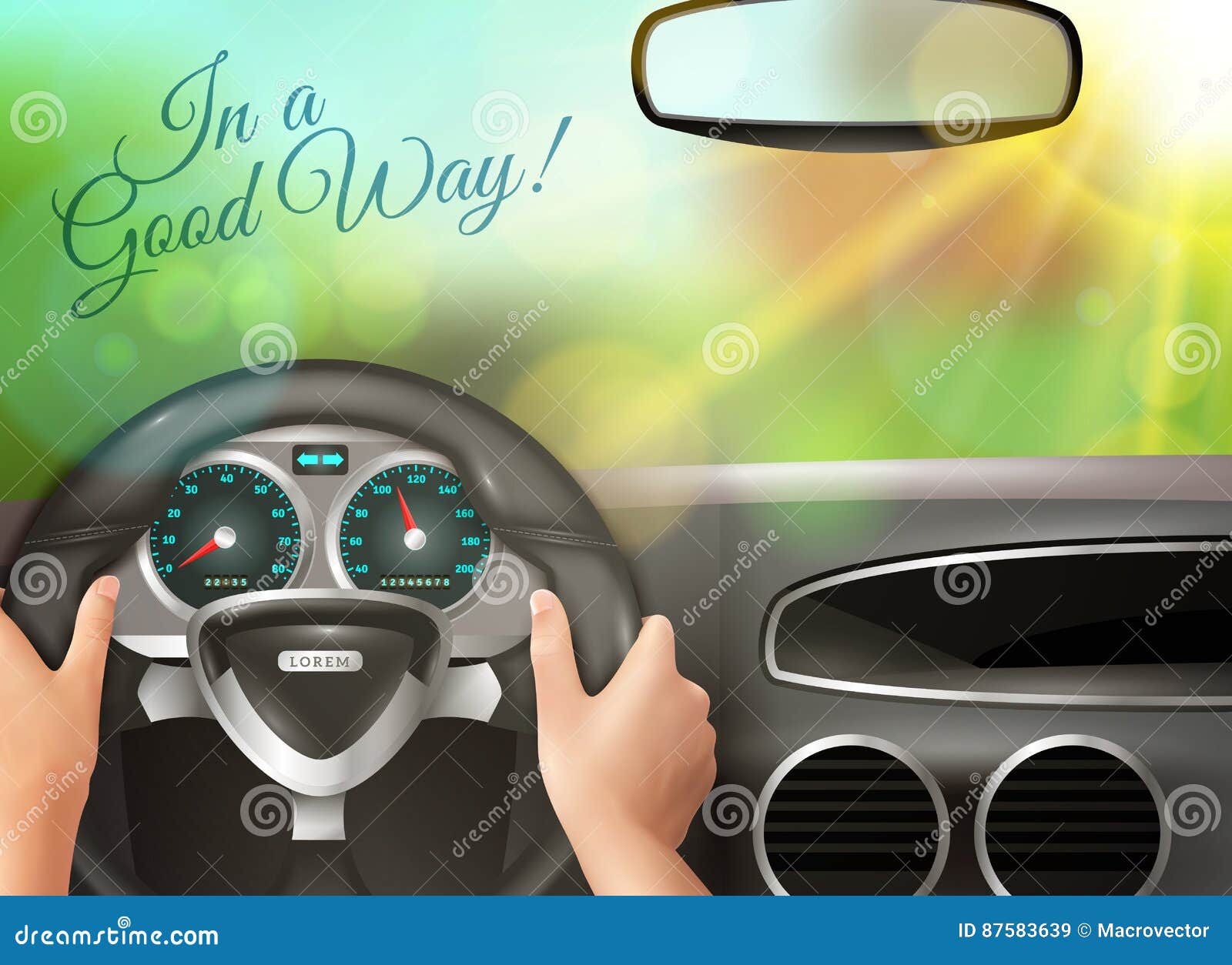 Sunset Outside Car Windscreen Cartoon Vector | CartoonDealer.com #87583639