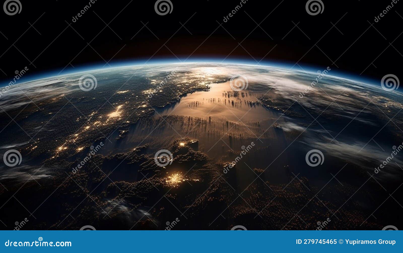 Sunset Over Africa, Glowing Sphere in the Stratosphere, Illuminated ...