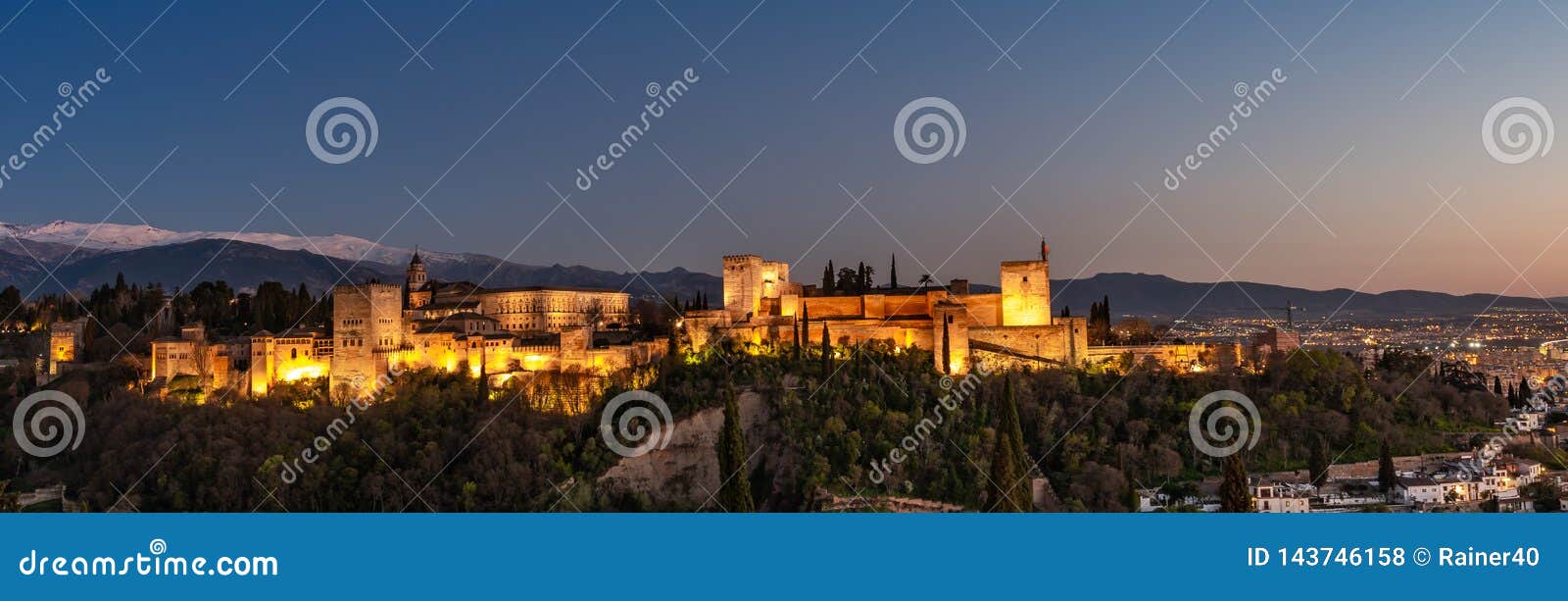Sunset Over the Alhambra in Granada Stock Photo - Image of hour ...