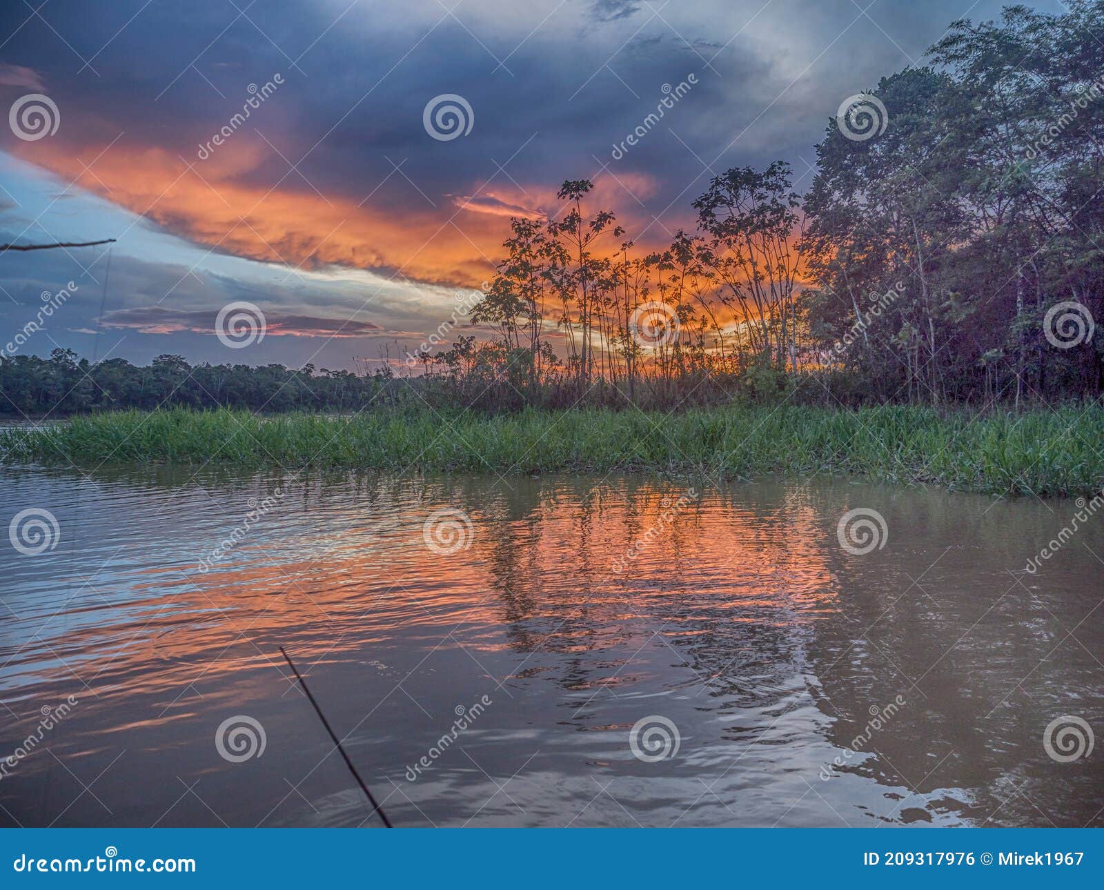 Sunset over Amazon stock photo. Image of indescribable - 209317976