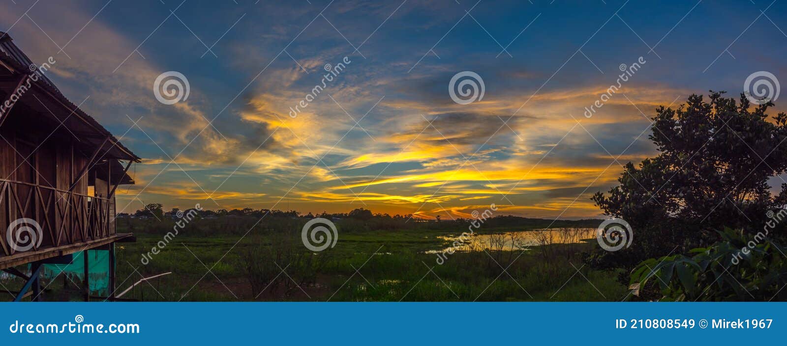 Sunset Over the Amazon River Stock Image - Image of colombia, clouds ...