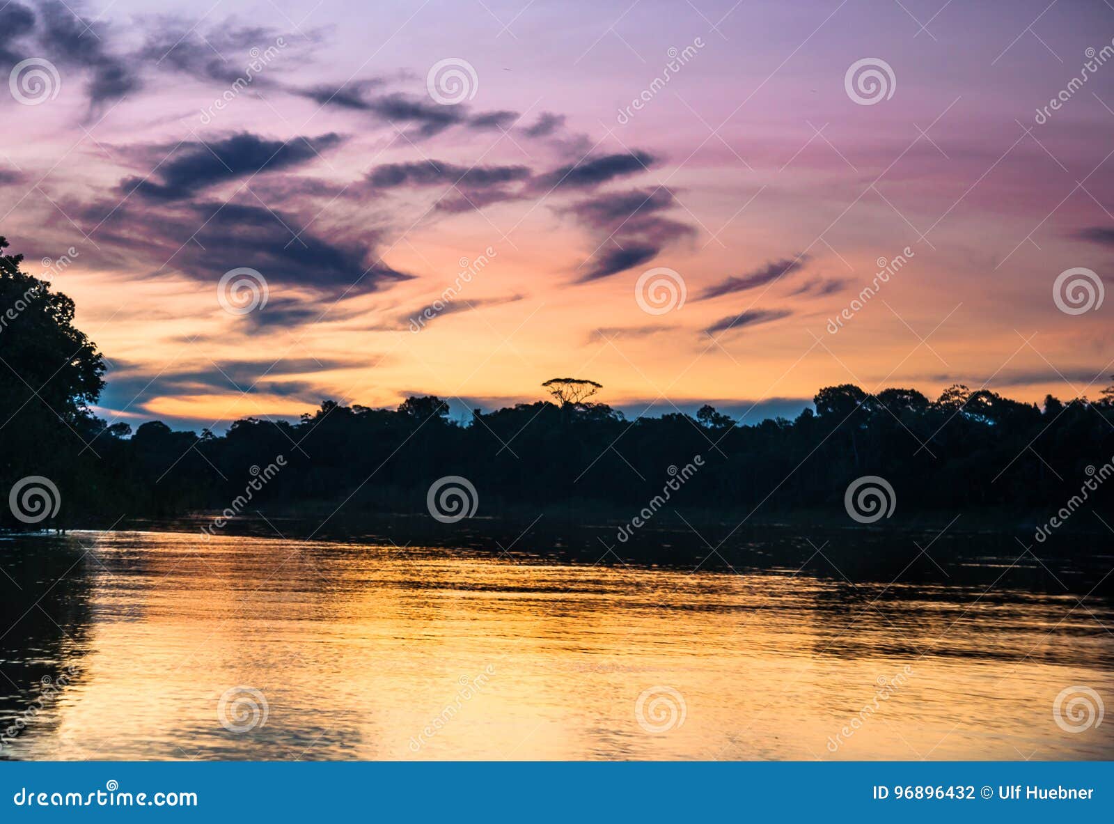 Sunset Over Amazon River in Brazil Stock Photo - Image of ecuador ...