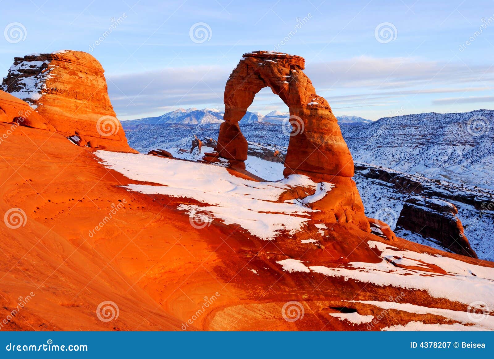 Sunset over at the Arches stock image. Image of moab, cold - 4378207