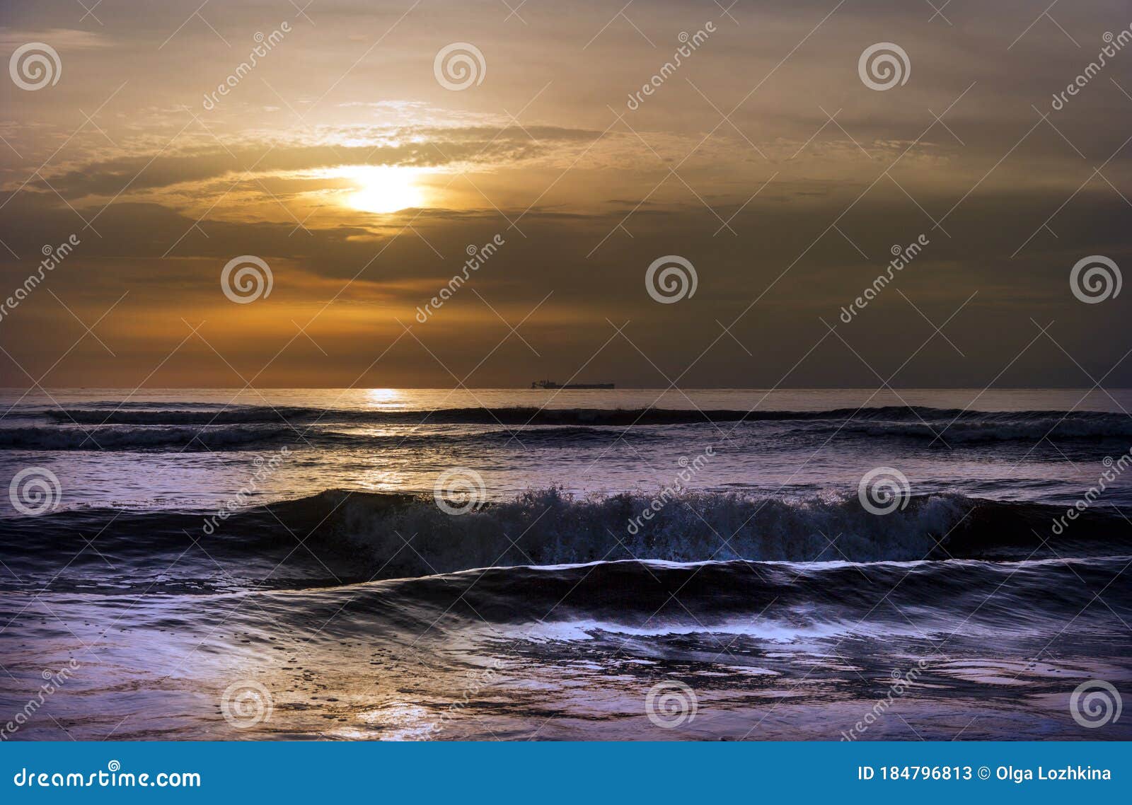 Sunset Over the Atlantic Ocean Stock Image - Image of background, color ...