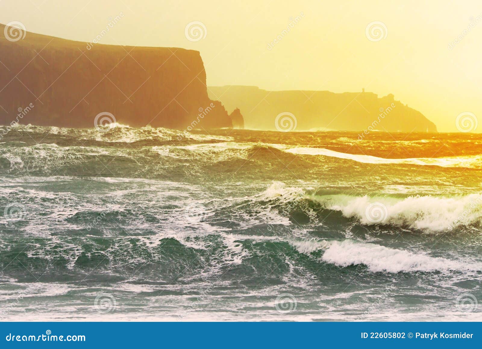 Sunset Over Atlantic Ocean with Cliffs of Moher Vi Stock Photo - Image ...