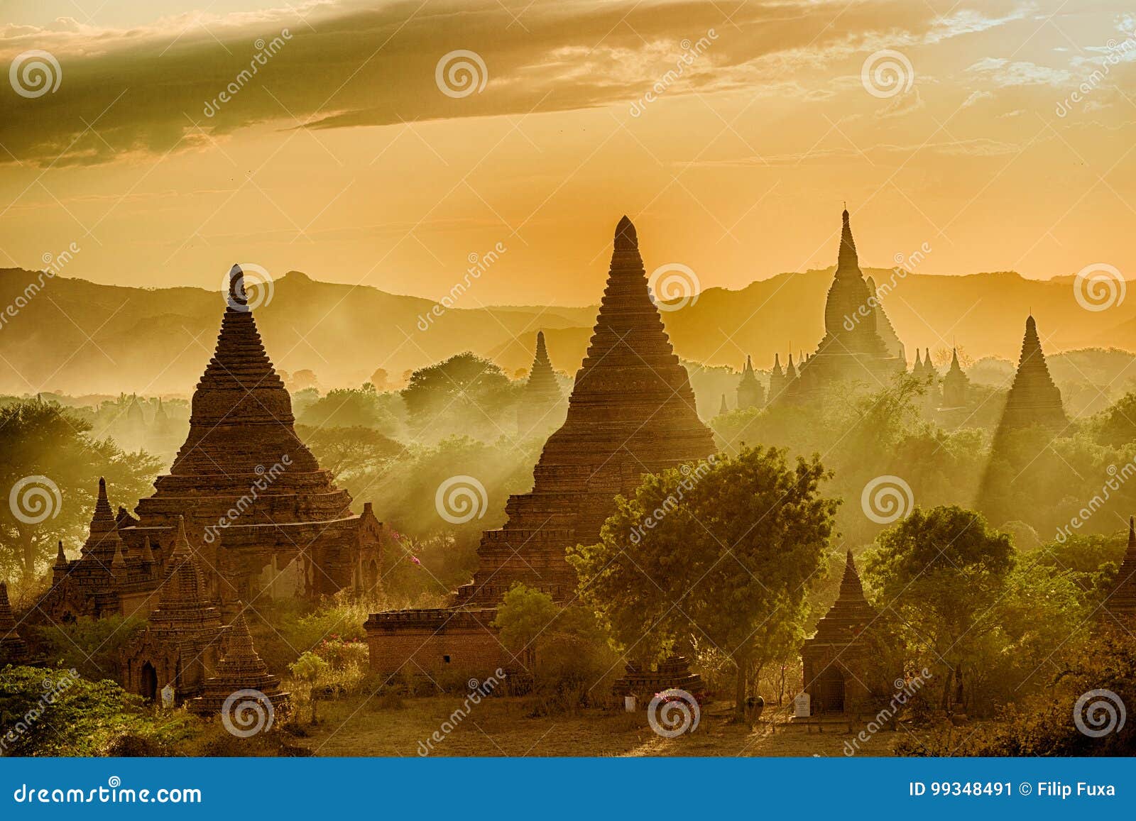 Sunset over Bagan stock image. Image of barma, ancient - 99348491
