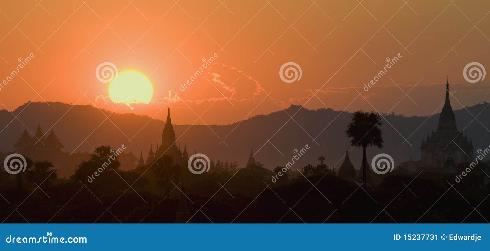 Sunset over Bagan Temples stock image. Image of sunset - 15237731