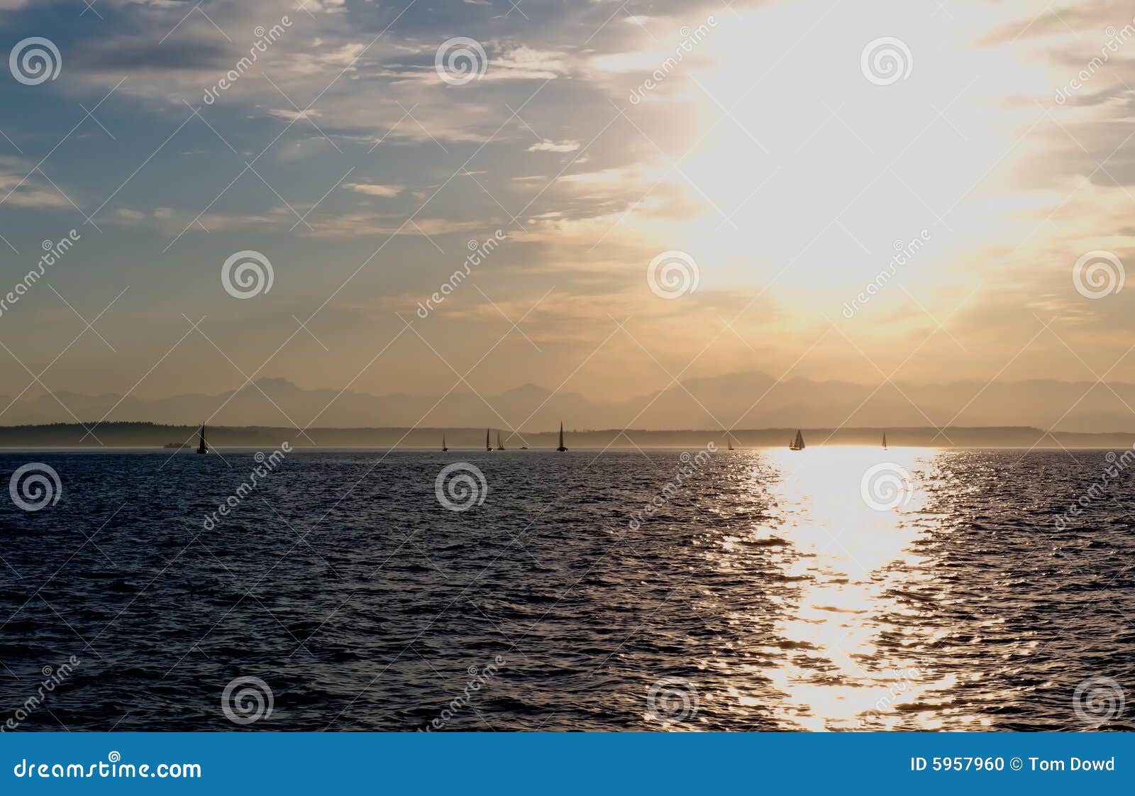 Sunset over the bay stock photo. Image of scenic, boating - 5957960
