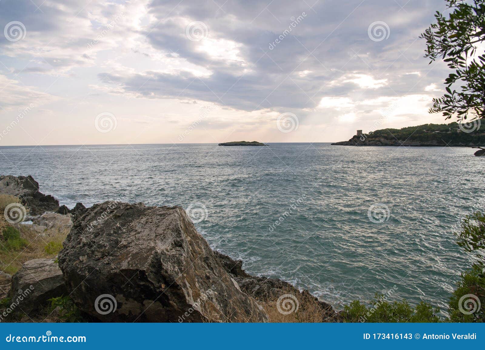 Sunset over the bay stock image. Image of seashore, evening - 173416143