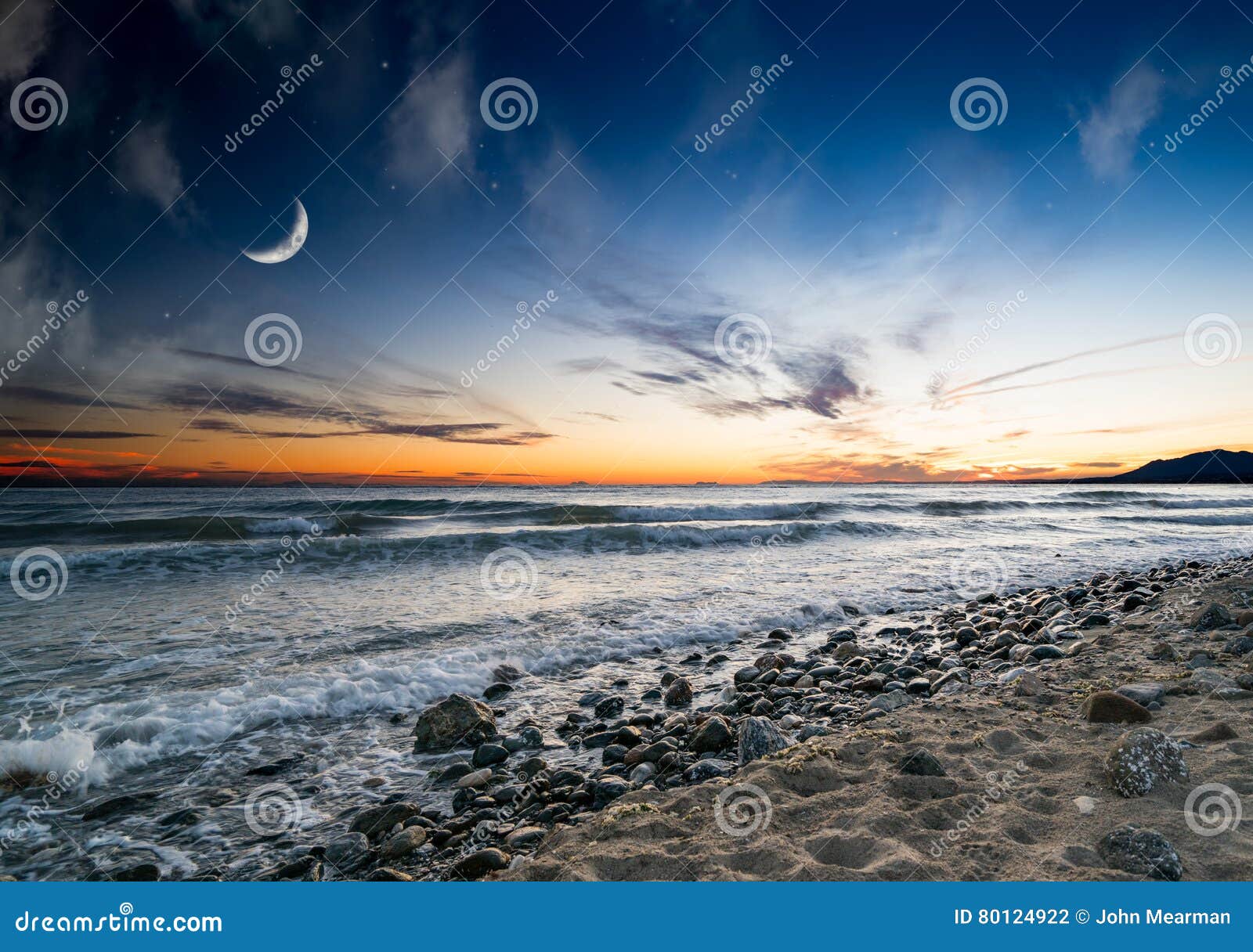 Sunset Over the Beach, Marbella, Spain Stock Photo - Image of sunset ...