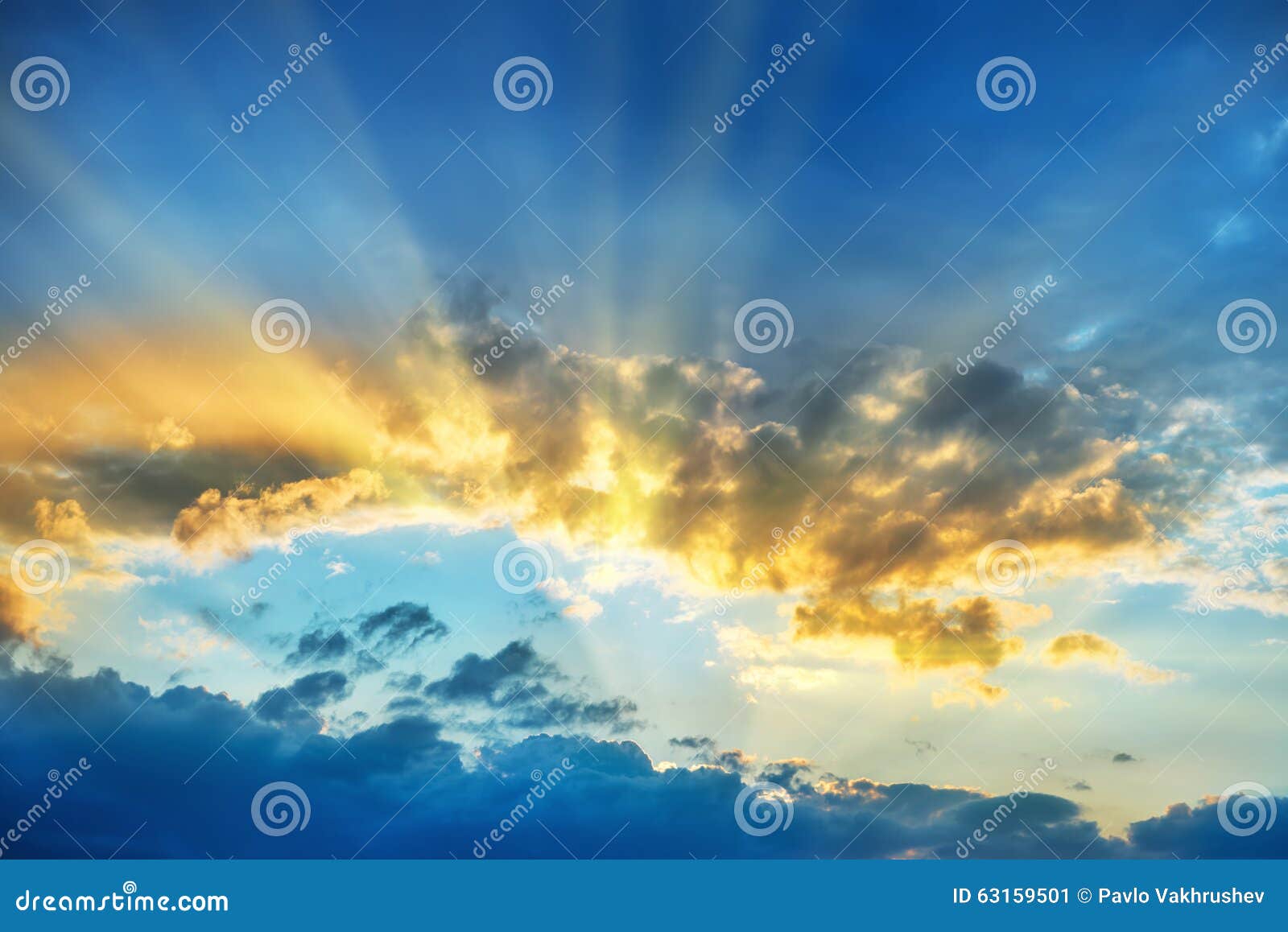 Sunset Over Beautiful Blue Sky Stock Image - Image of beam, ozone: 63159501