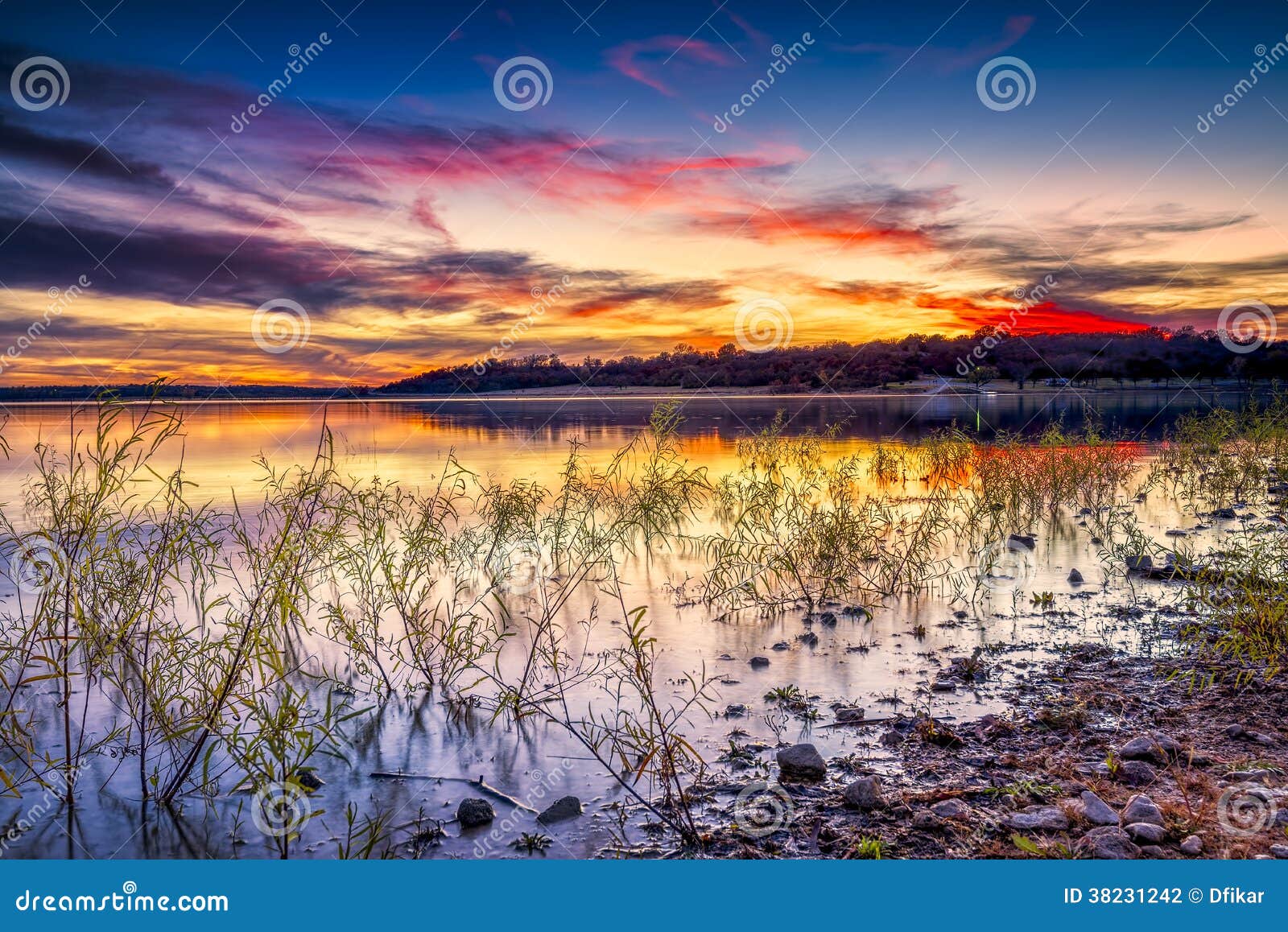 Sunset over Benbrook Lake stock photo. Image of scenic - 38231242