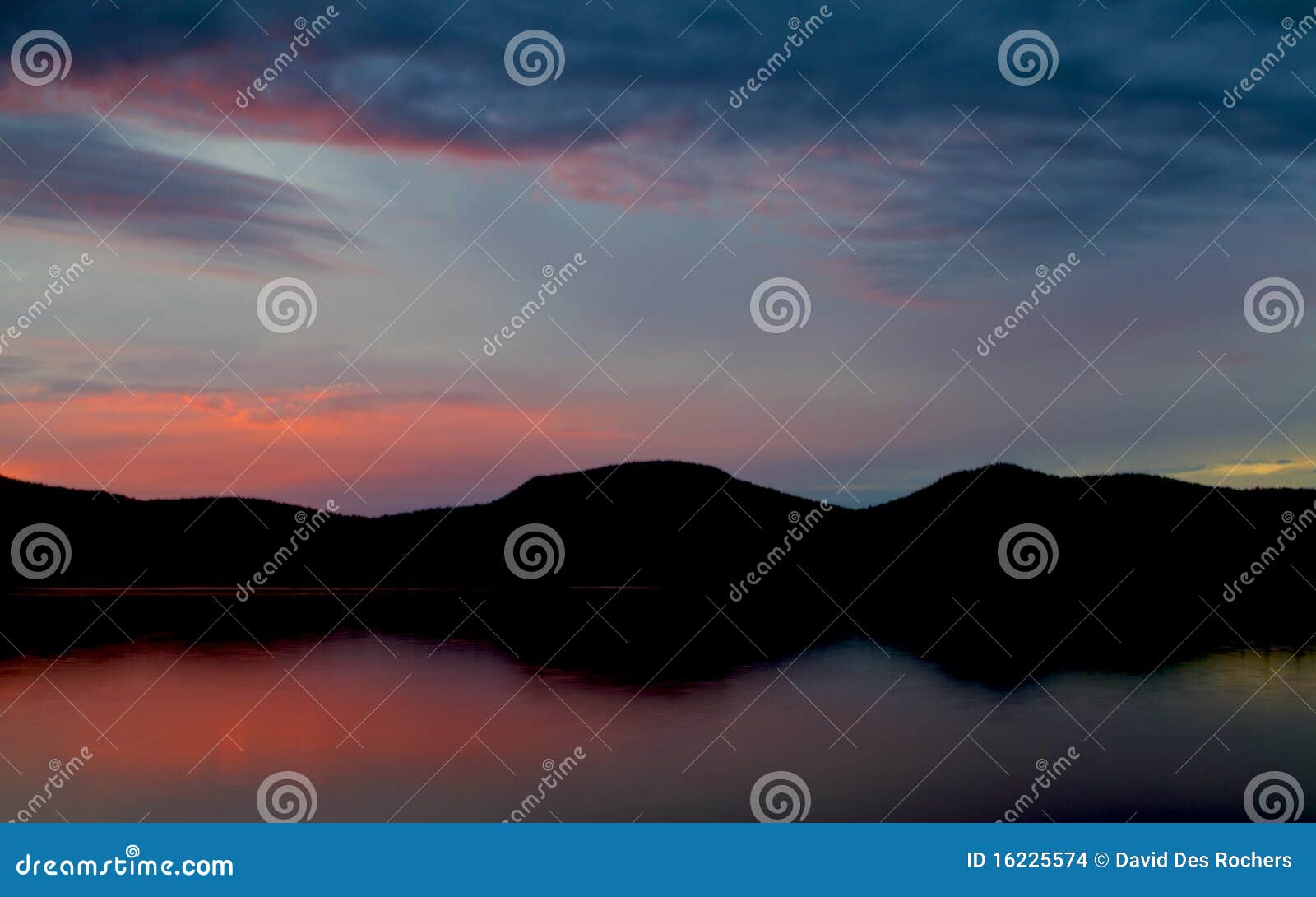 Sunset Over Blue Mountain Lake Stock Photo - Image of mountains, peace ...