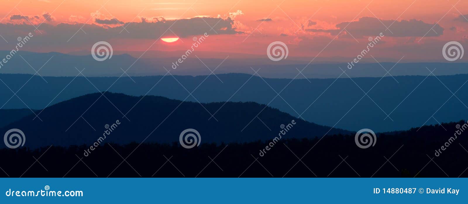 Sunset Over the Blue Ridge Mountains Stock Image - Image of mystery ...