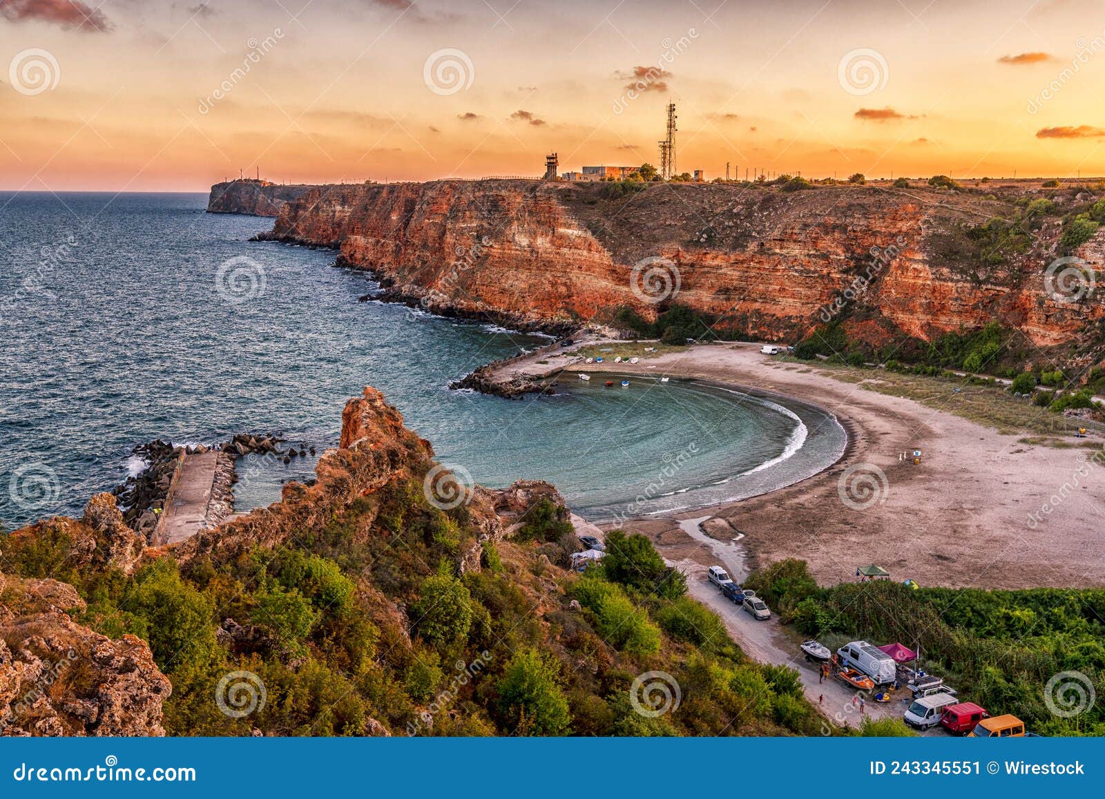 Sunset Over the Bolata Beach in Bulgaria Stock Image - Image of ...